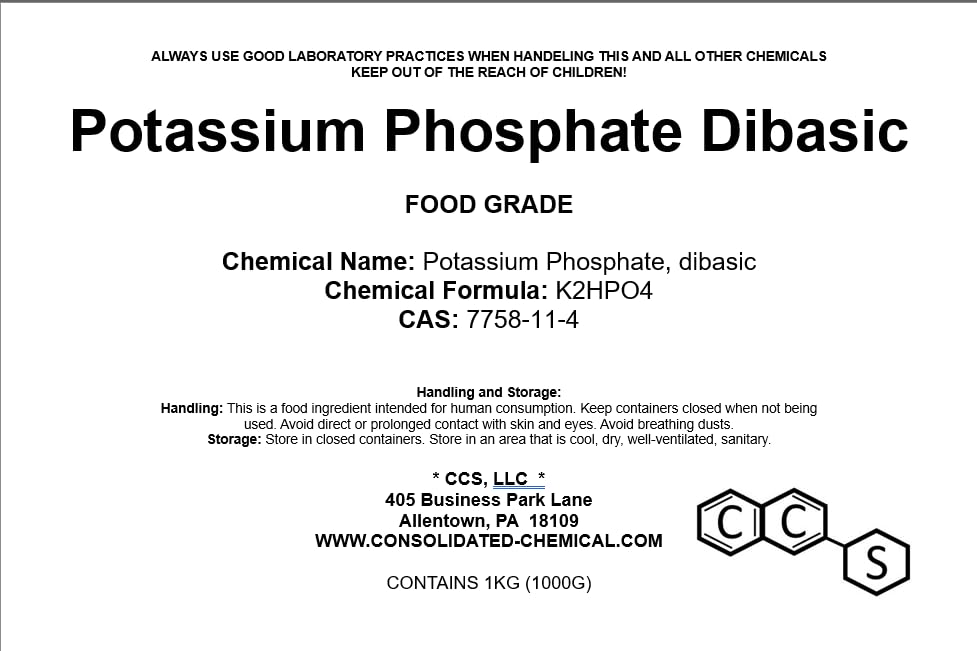 Potassium Phosphate, Dibasic Food Grade (1000 Grams)
