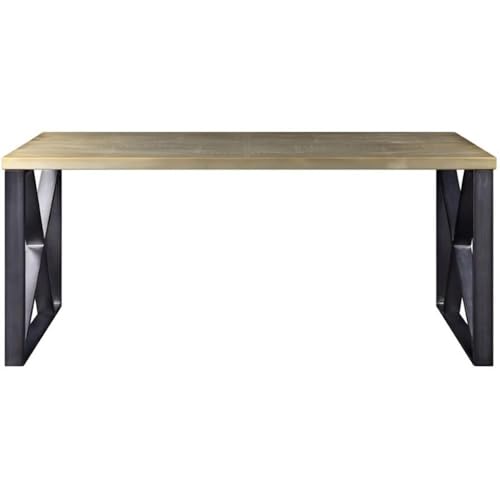 Acme Jennavieve Rectangle Writing Desk with Metal Base in Gold Aluminum