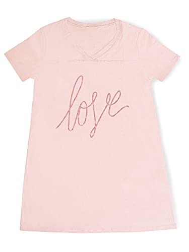 Smart & Sexy womens V-neck Oversized Sleep Shirt Pajama Top, Blushing Rose (Love), X-Large US