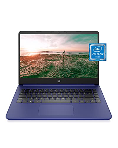 HP 14 Laptop, Intel Celeron N4020, 4 GB RAM, 64 GB Storage, 14-inch Micro-edge HD Display, Windows 10 Home, Thin & Portable, 4K Graphics, One Year of Microsoft 365 (14-dq0010nr, 2021, Indigo Blue)