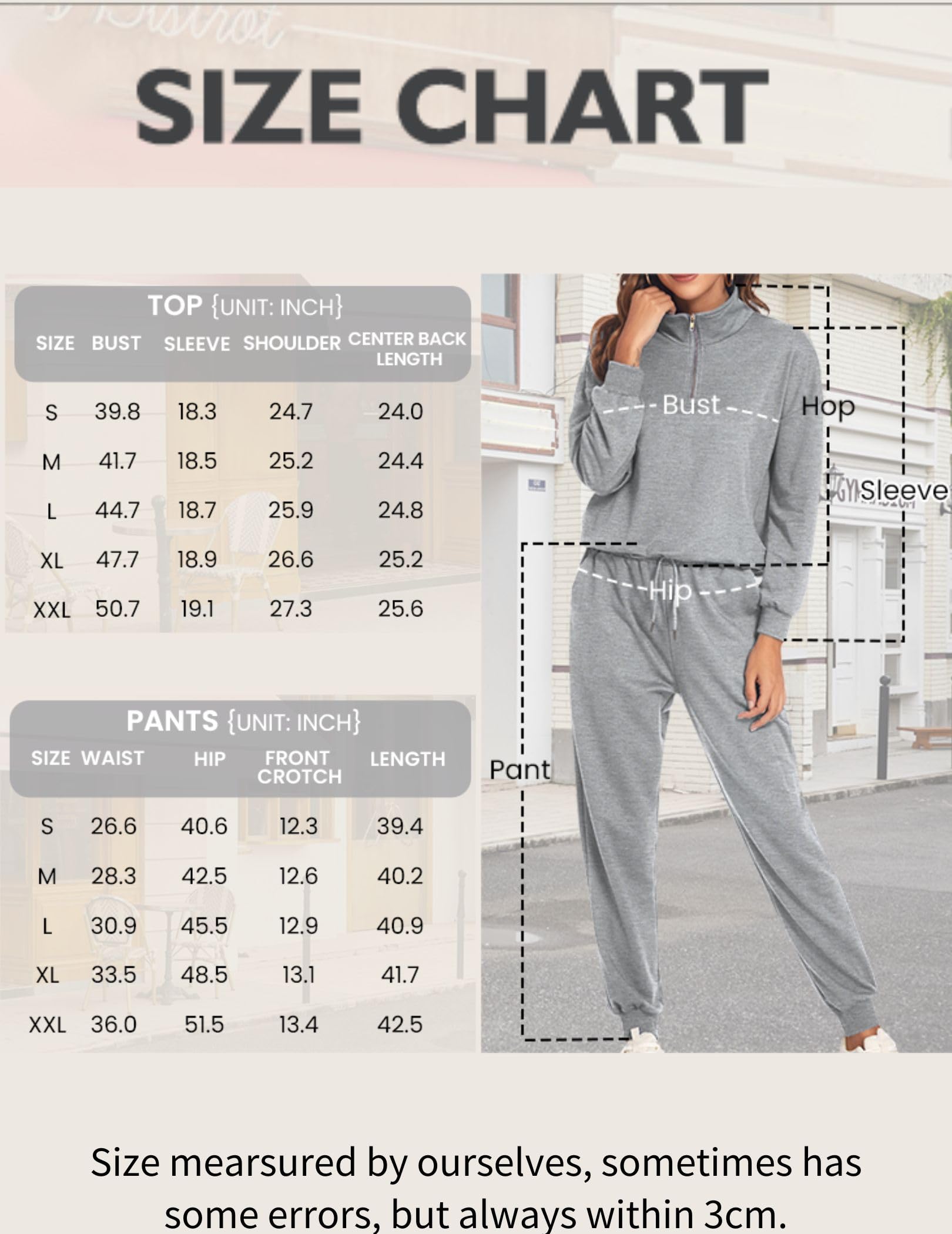 ELESOL Womens Tracksuit Long Sleeve Jogger Sets Zip Pullover Cotton Top and Drawstring Long Pants Set 2 Pieces Outfit