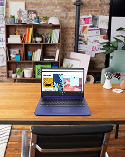 HP 14 Laptop, Intel Celeron N4020, 4 GB RAM, 64 GB Storage, 14-inch Micro-edge HD Display, Windows 10 Home, Thin & Portable, 4K Graphics, One Year of Microsoft 365 (14-dq0010nr, 2021, Indigo Blue)