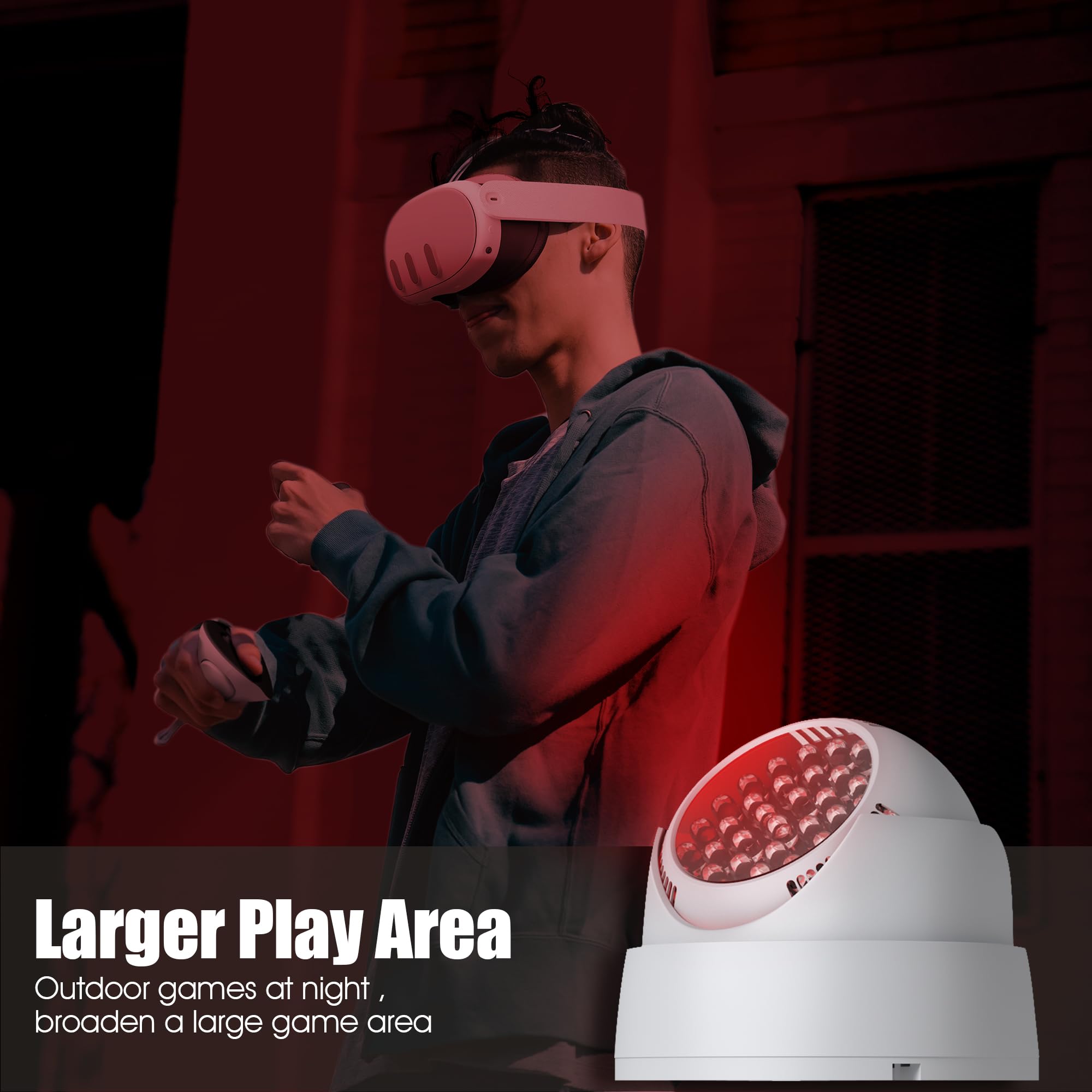 Orzero Ir Illuminator Infrared Light Compatible for Quest 3, Quest, Quest 2, PSVR2, Enhance Hand Tracking Immersive No-Light Disturbance Increase Tracking Sensitivity with Power Adapter - White