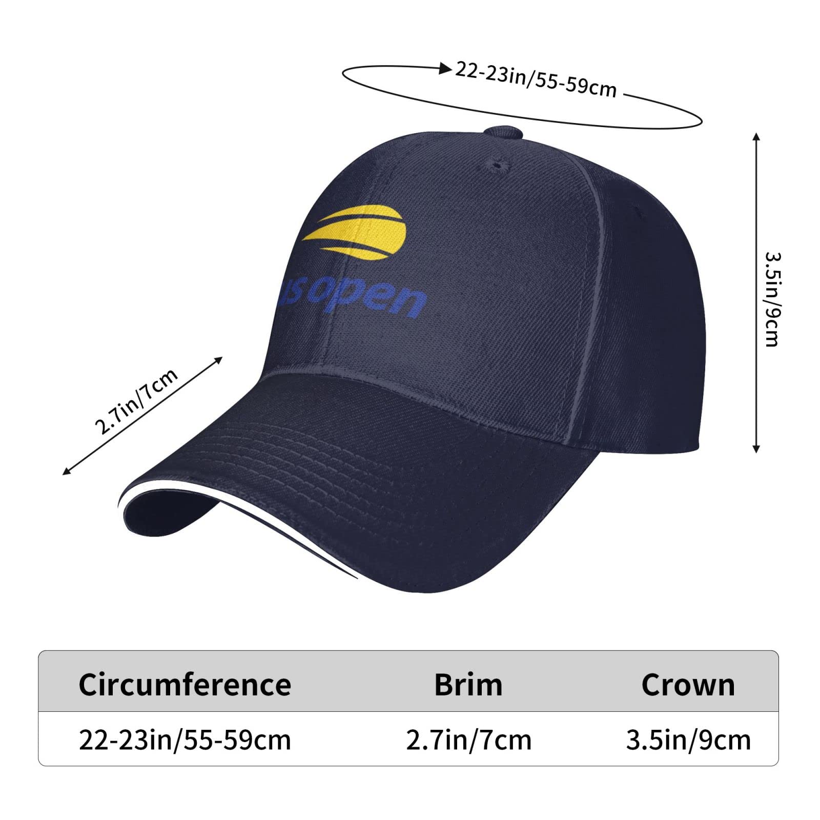 Us Open Tennis 2023 Sandwich Cap Unisex Classic Baseball Capunisex Adjustable Casquette Dad Hat Navy Blue