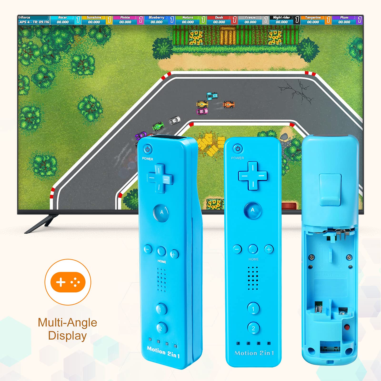 2-Pack Wii Remote Controller, 2 in 1 Wii Remote with Motion Plus for Nintendo Wii and Wii U, Wireless Wii Controller with Silicone Case and Wrist Strap (Pink and Blue)