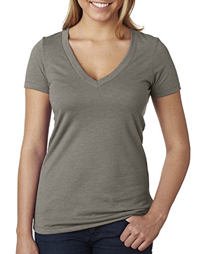 NEXT LEVEL APPAREL Womens CVC Deep V Tee (6640) Warm Gray l