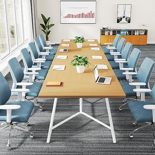 Tribesigns 70.86" Executive Desk, Large Computer Office Desk with Strong Metal Frame, Modern Simple Workstation Business Furniture, 8 People Rectangle Conference Table for Home Office (Natural)