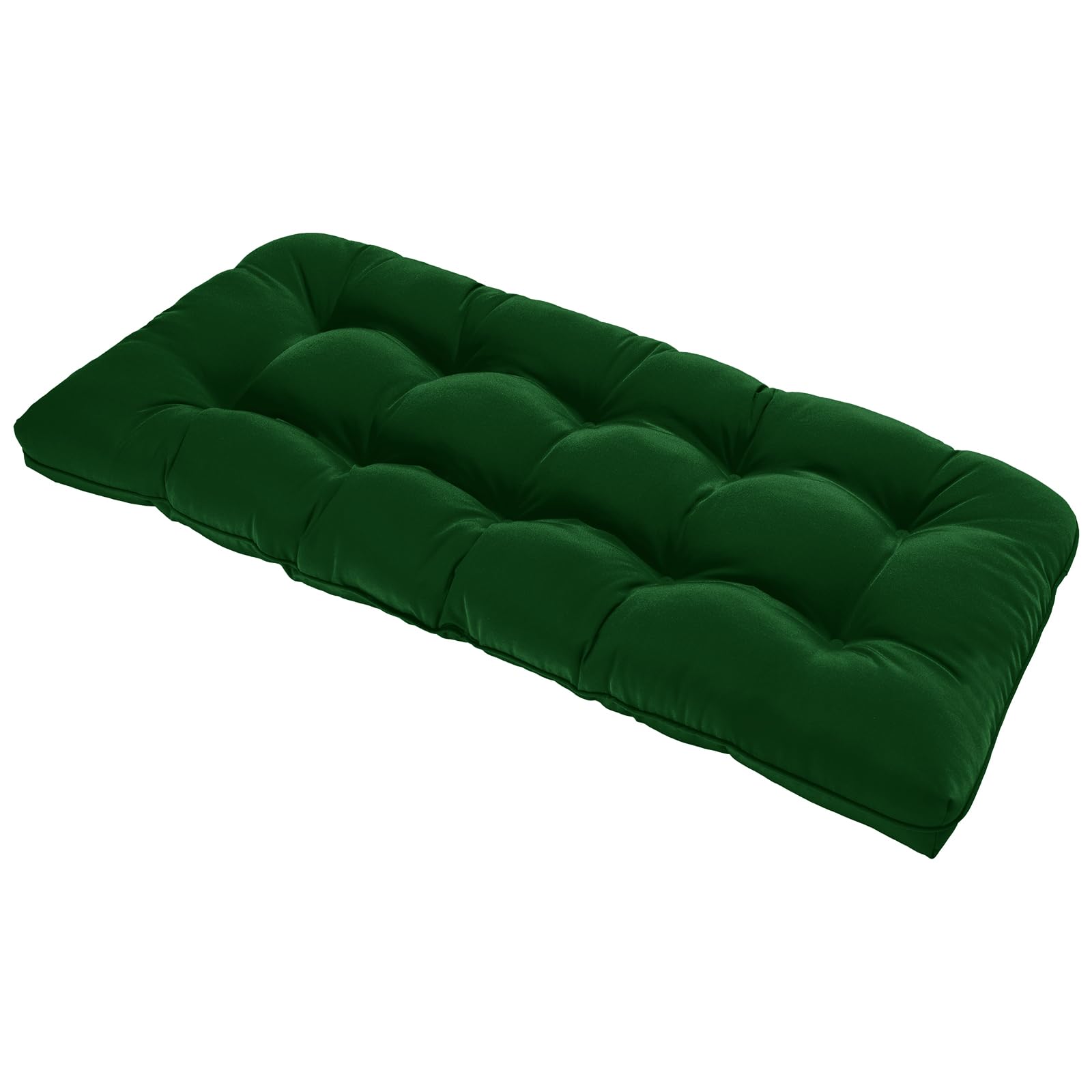 LOVTEX Tufted Bench Cushions for Outdoor Furniture Waterproof, 44 x 19 InchesPatio Swing Cushions Green - Overstuffed Indoor/Outdoor Loveseat Cushions with Round Corner