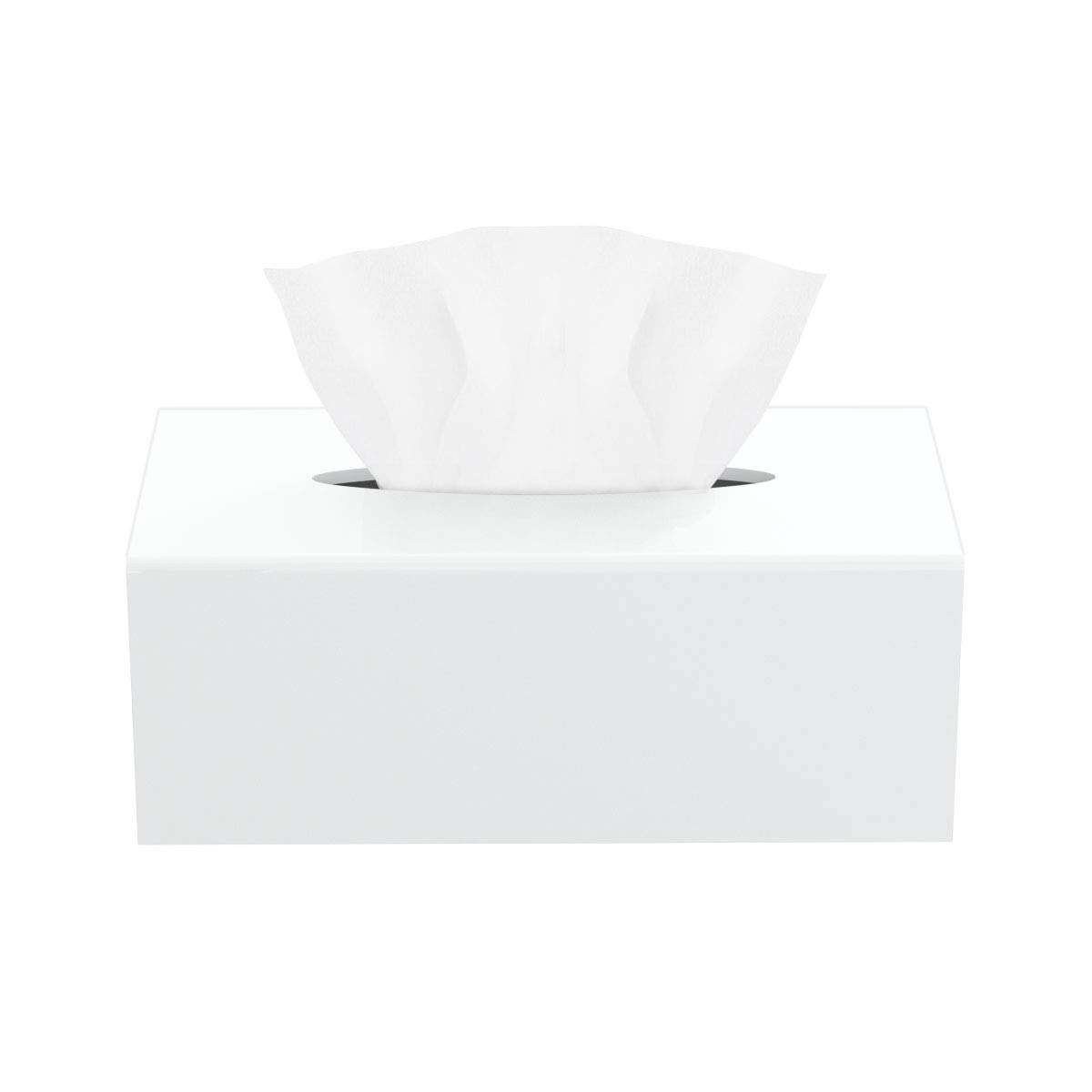 HIIMIEI Tissue Box Cover, Acrylic Tissue Holder Napkin Dispenser for Home Office Restaurant Desk Decor, White Rectangular 9.8x5.1x4.5''