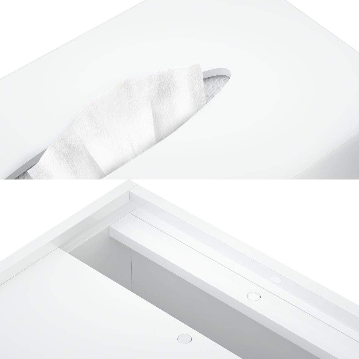 HIIMIEI Tissue Box Cover, Acrylic Tissue Holder Napkin Dispenser for Home Office Restaurant Desk Decor, White Rectangular 9.8x5.1x4.5''