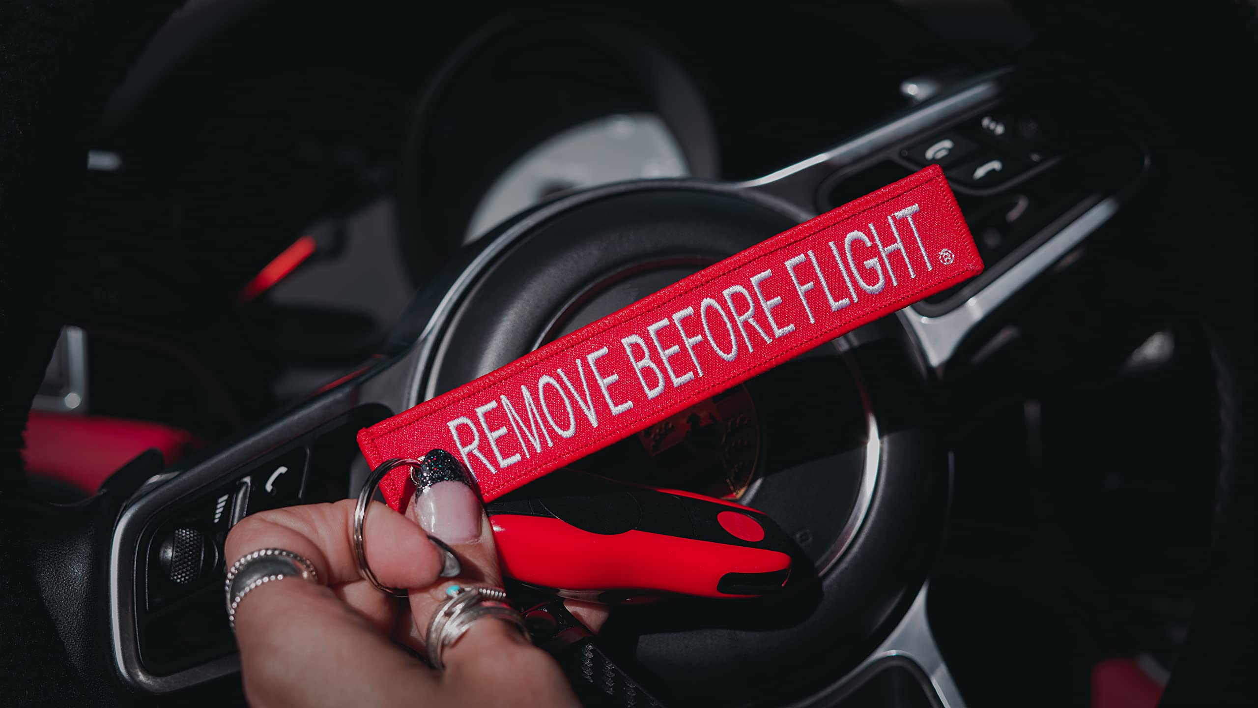 Apex Imports AIXEPA 3X Remove Before Flight Red/White Key Chain 5.5" x 1" Motorcycle ATV Car Truck Keychain