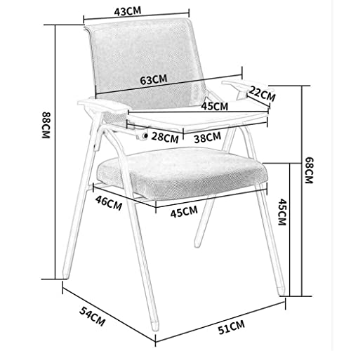 Office Products Foldable Office Conference Chair Training Chair with Writing Board Exam Chair Study Chair Mesh Chair with Armrests(Orange)