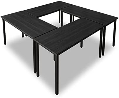 Bonzy Home Conference Tables 6.5ft Meeting Room Study Writing Table Office Computer Desk Save Space Design for 8 People 4PCS Black 78.7"x78.7"x29.5"