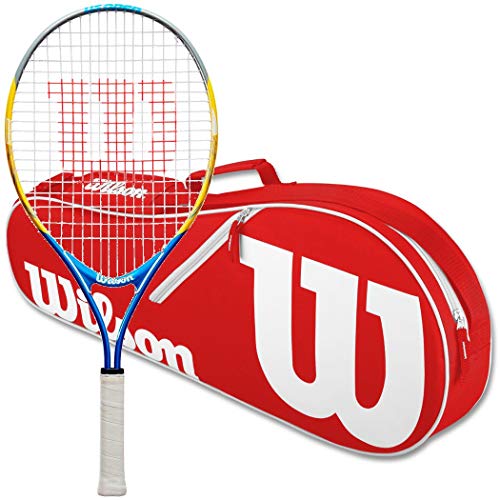 Generic Wilson US Open 21 Junior Tennis Racquet Bundled with a Red/White Wilson Advantage II Tennis Bag (Perfect for Beginner Players Age 5-6) Red/White Bag 21 Inch Racquet