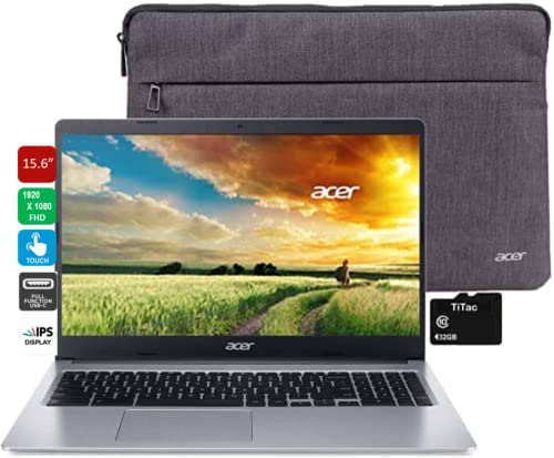 2022 Acer Chromebook 315 Laptop Computer 15.6” Full HD 1080P Touchscreen IPS Display Intel Celeron N4020 Processor (Up to 2.8GHz) 4GB RAM 64GB eMMC Webcam BT USB Type C Chrome OS + TiTac Accessory