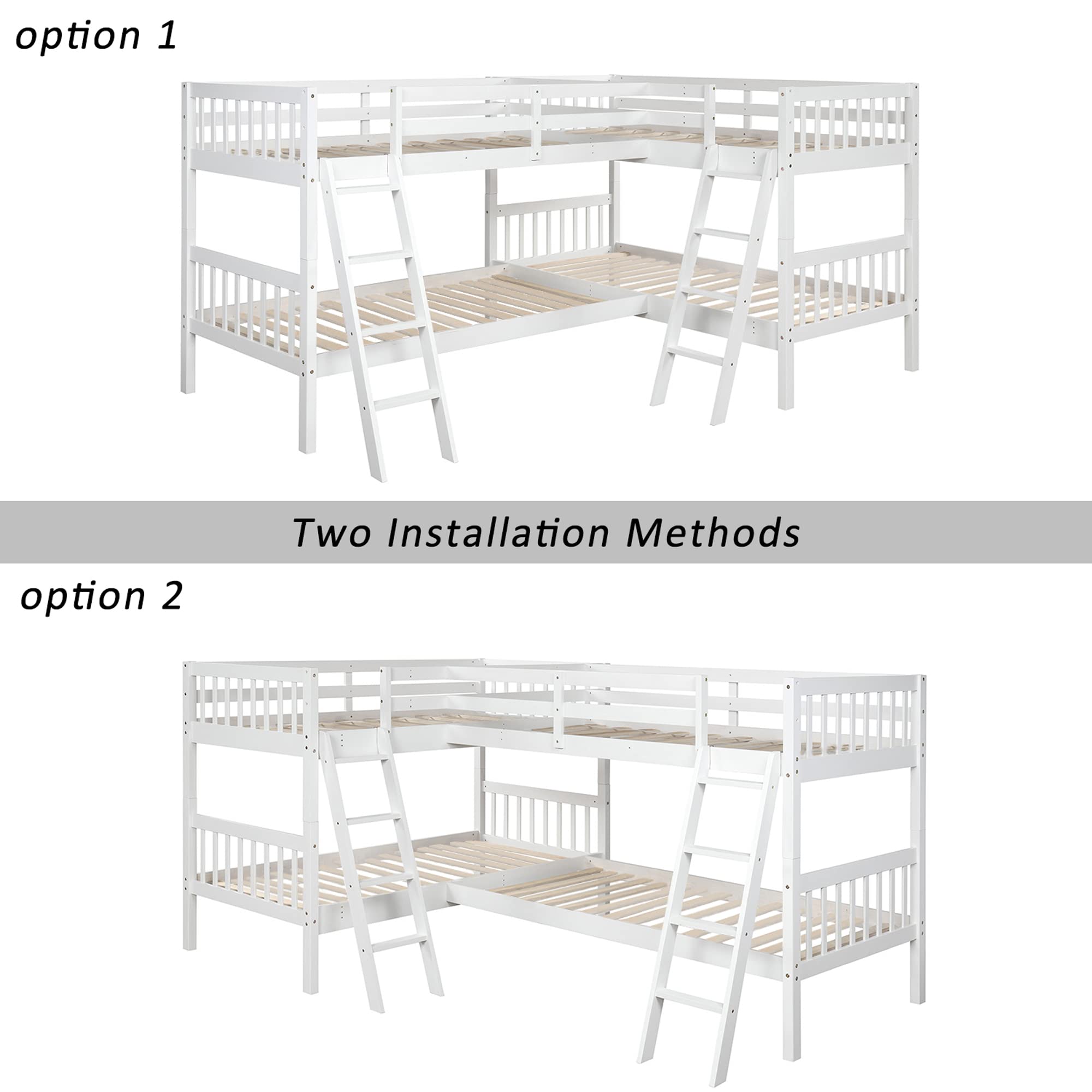 Merax L-Shaped Bunk Bed with Ladder,Twin Size