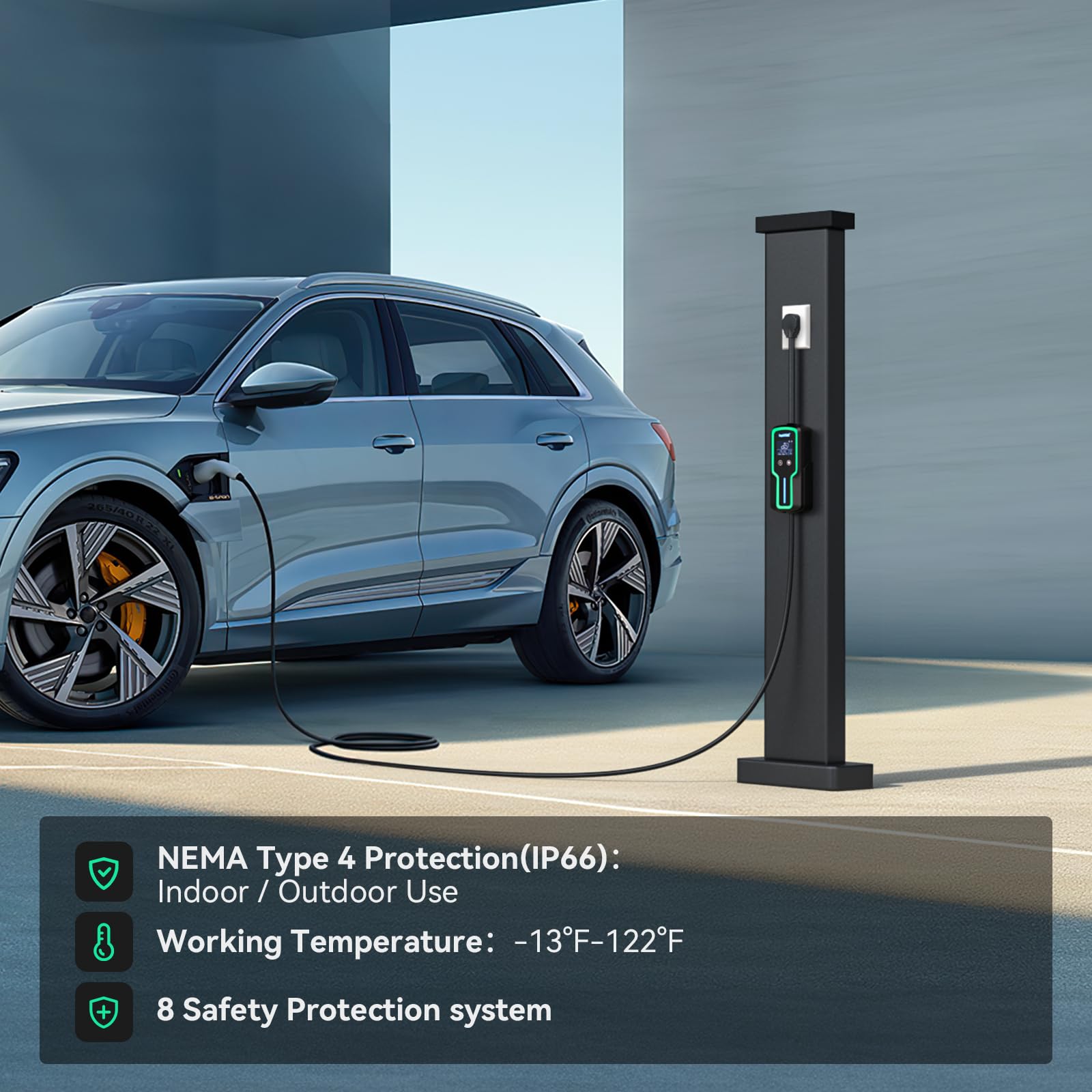 SOPHTRANS Level 2 EV Charger,10 to 40 Amp with J1772 NEMA 14-50 Thick Cable (8AWG), Wall Mounted & Portable Electric Car Charger with WiFi (100-240V,25ft) (Black)