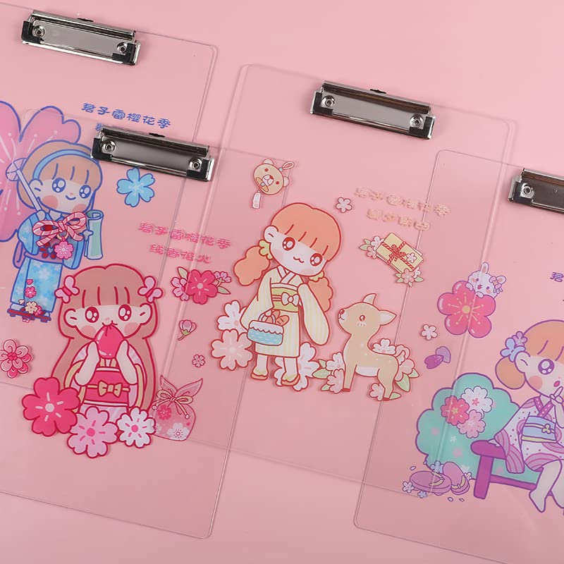 Clipboard Cute A4 Board Clip Writing Splint Board Office Folder Board Office Stationery Exam Folder Filing Products for School (Color : 3)