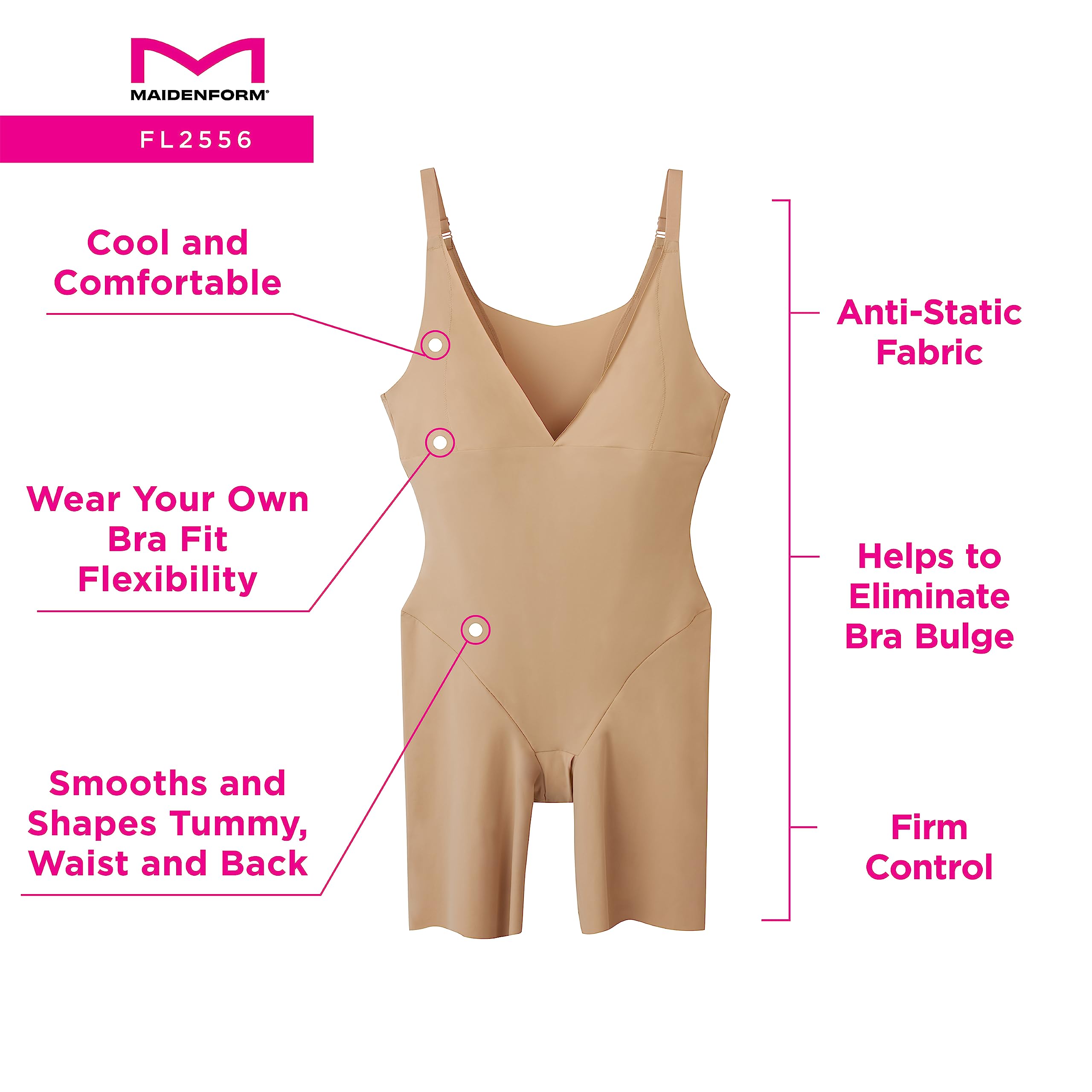 Maidenform womens Your Own Bra Singlet Fajas Fl2556 shapewear tops, Black, X-Large US