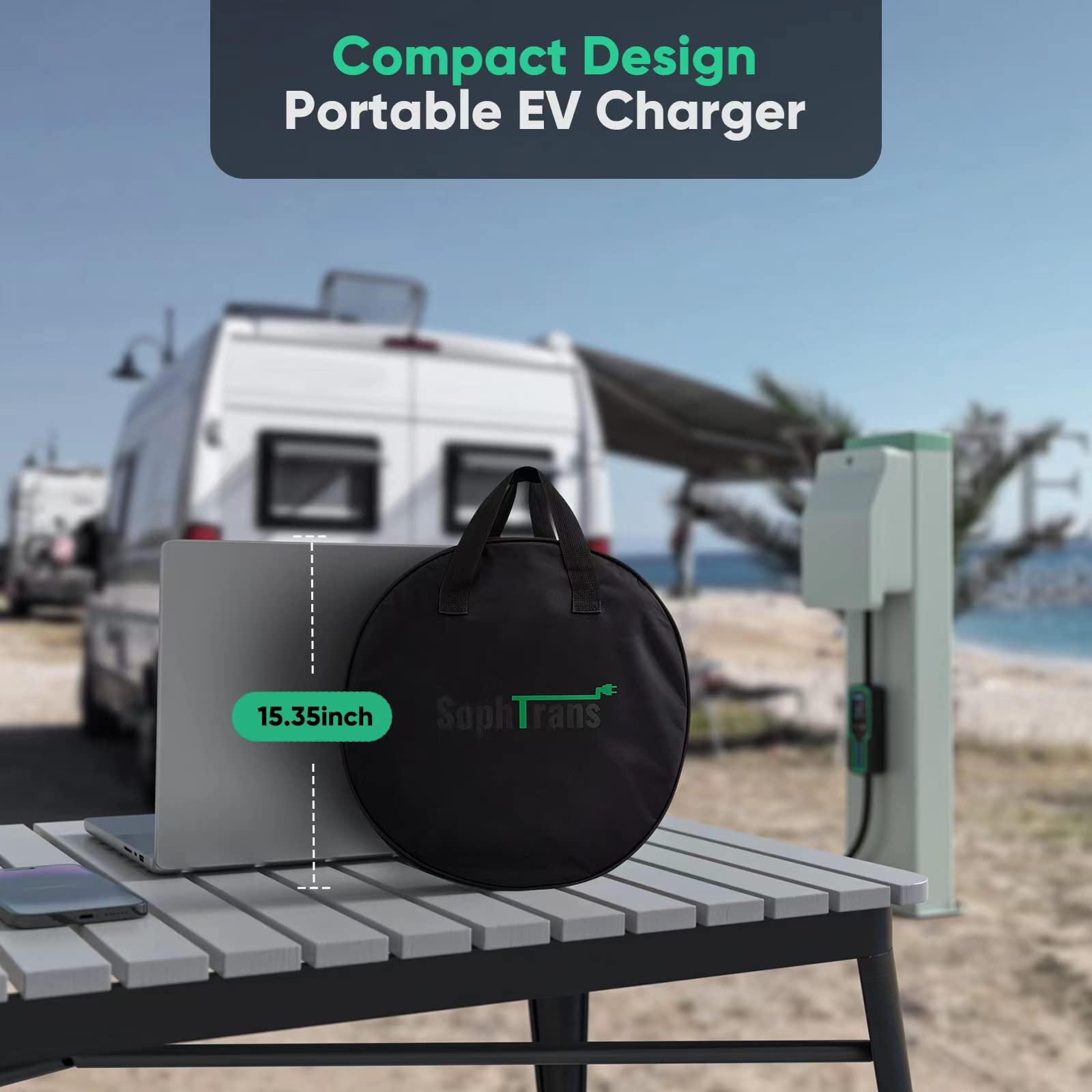 SOPHTRANS Level 2 EV Charger,10 to 40 Amp with J1772 NEMA 14-50 Thick Cable (8AWG), Wall Mounted & Portable Electric Car Charger with WiFi (100-240V,25ft) (Black)
