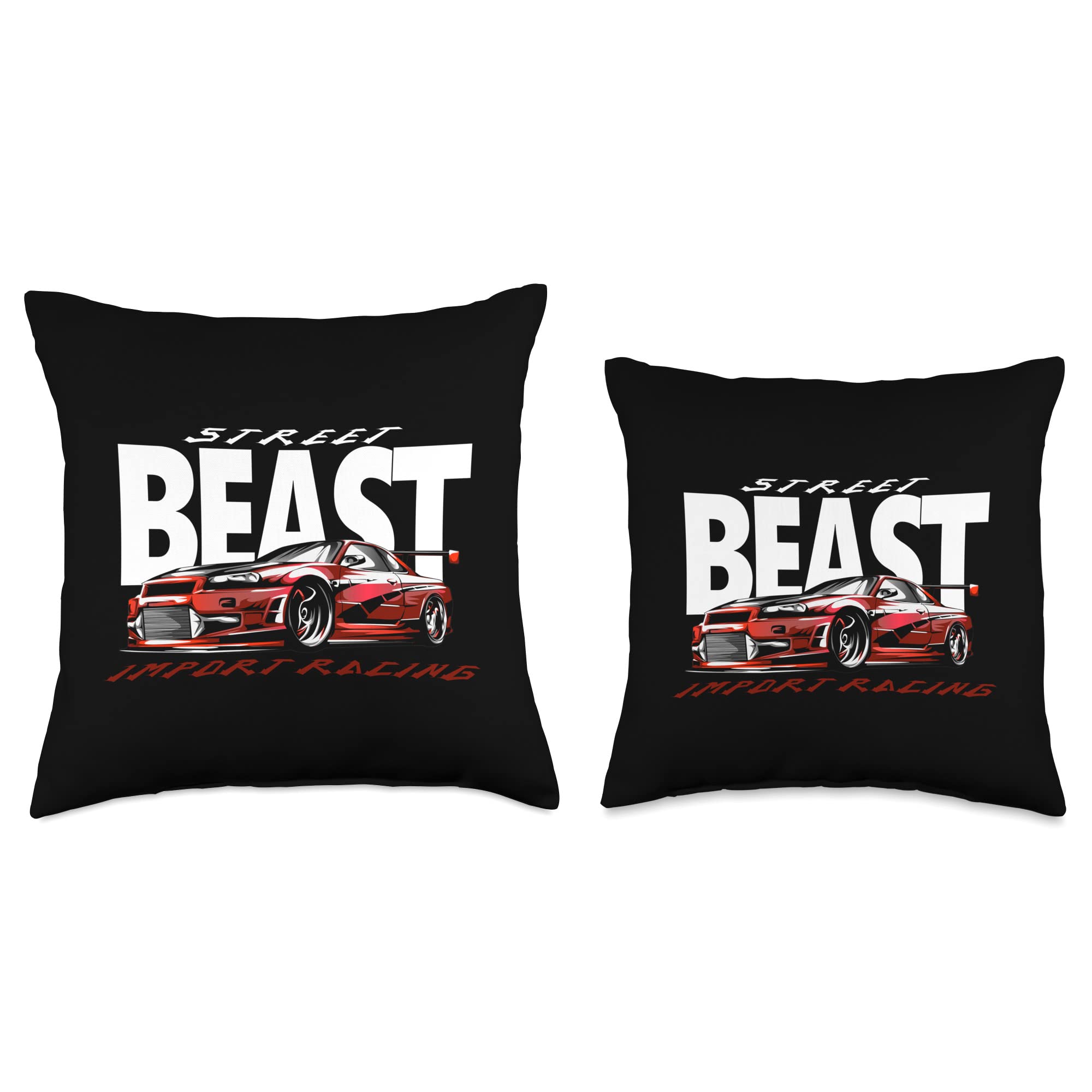 Motorsport Track Racing Street Race Pit Clothing Import Street Racer, Japanese Racing, Tuner Car Themed Throw Pillow, 18x18, Multicolor