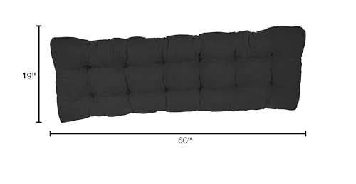 Blazing Needles Microsuede Tufted Bench Cushion, 60" x 19", Black