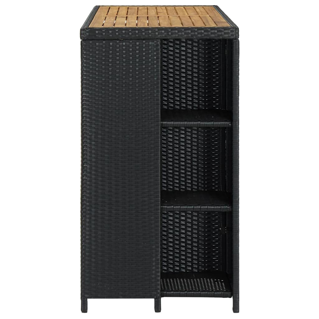 AJSEOYBS Bar Table,Bar Height Pub Table, Rectangle High Top Kitchen & Dining Tables,Indoor use,Bar Table with Storage Rack Black 47.2"x23.6"x43.3" Poly Rattan