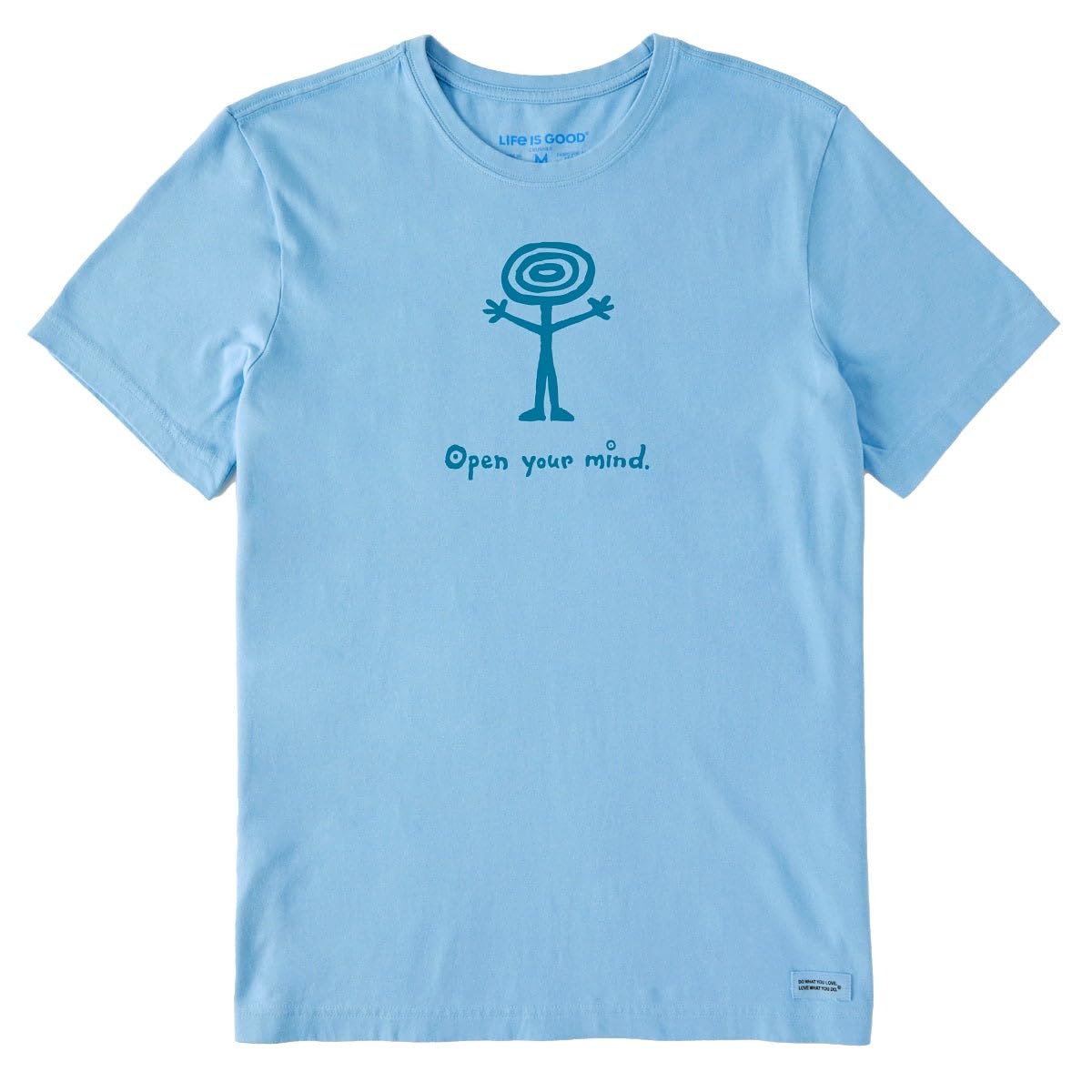 Life is Good. Men's Open Your Mind SS Crusher Tee, Cool Blue, Medium