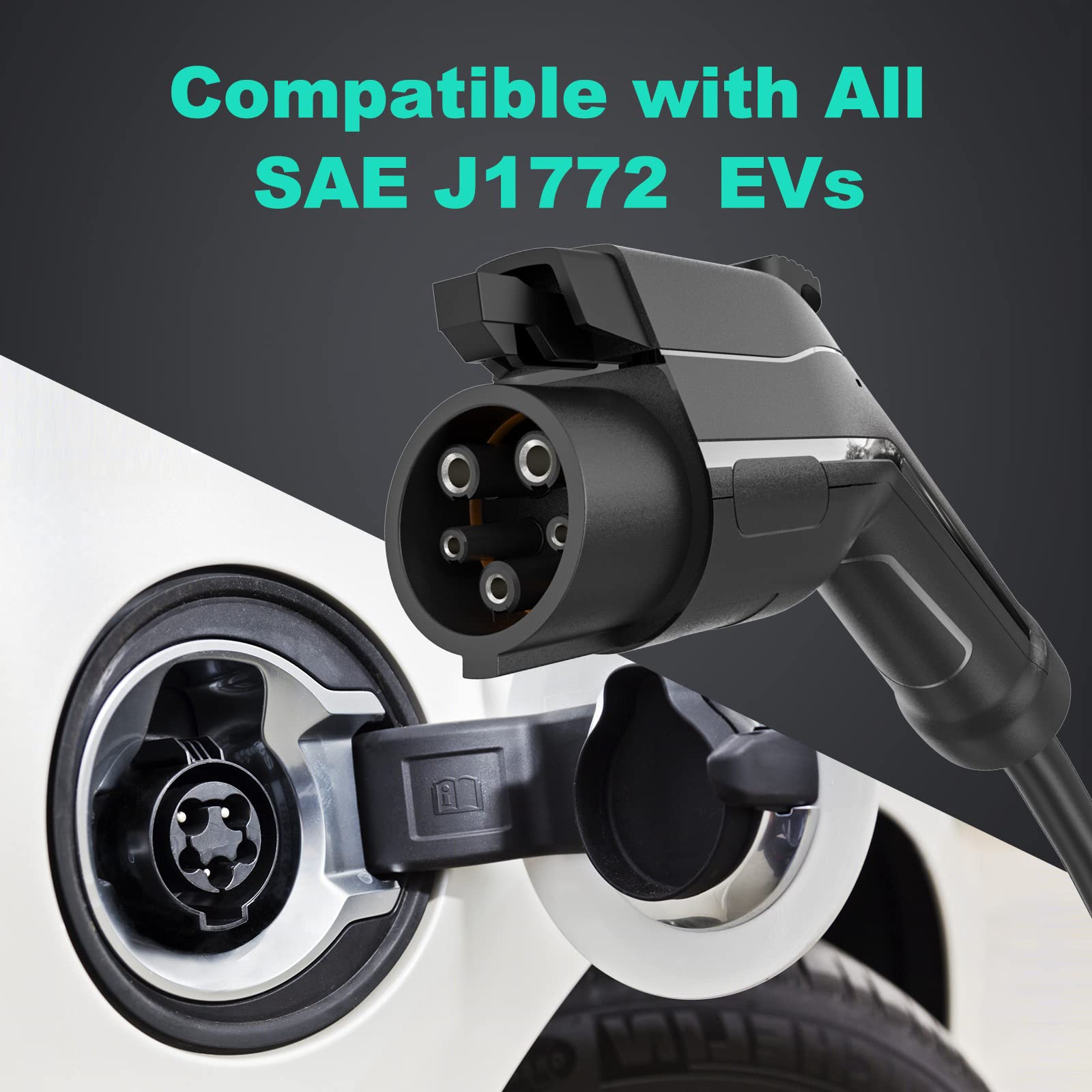 MAX GREEN Speeder Level 2 EV Charger, Adjustable Current (10A/16A/20A/24A/32A) Portable EVSE, 240V 25ft NEMA 6-50 Electric Vehicle Charging Station