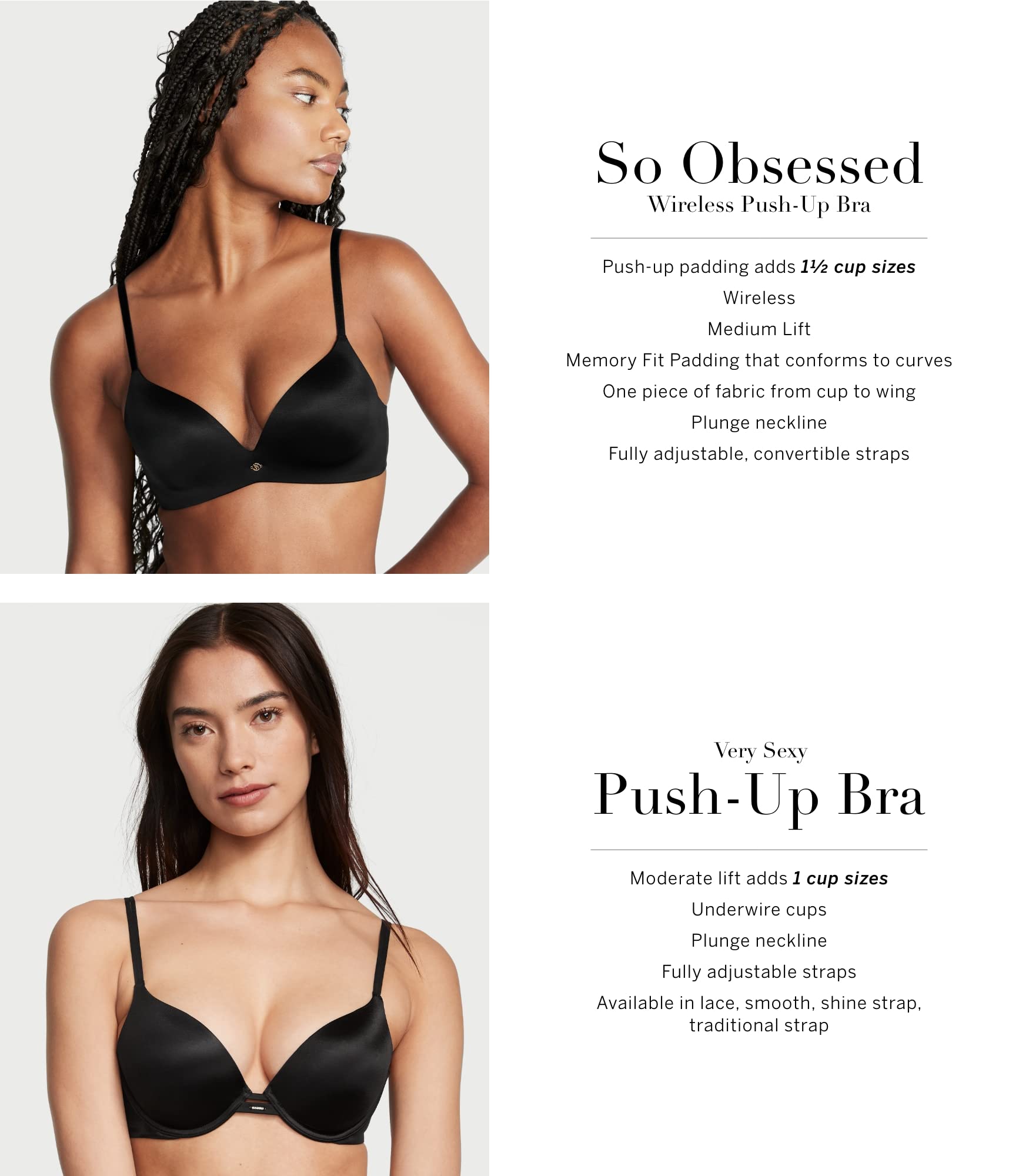 Victoria's Secret So Obsessed Wireless Push Up Bra, Padded, Plunge Neckline, Smoothing, Bras for Women, Beige (34C)