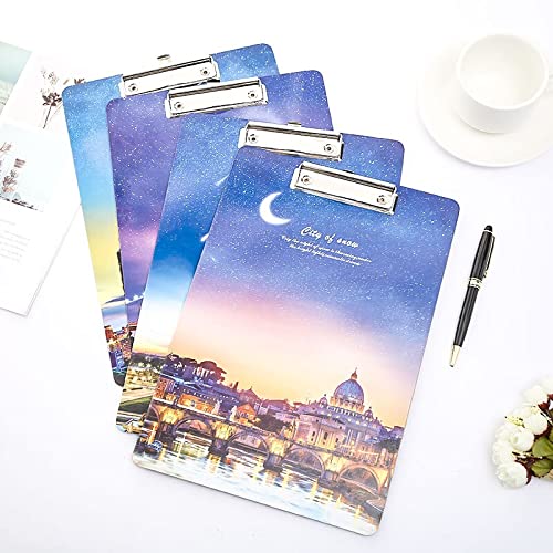 Office Supply Clipboard Cute Wood A4 A5 Clipboard Sky Writing Pads Exam Clip Board Office School Supply Thing Item Folder Paper Desk Durable Low Profile Clip (Color : Tower 1pcs)