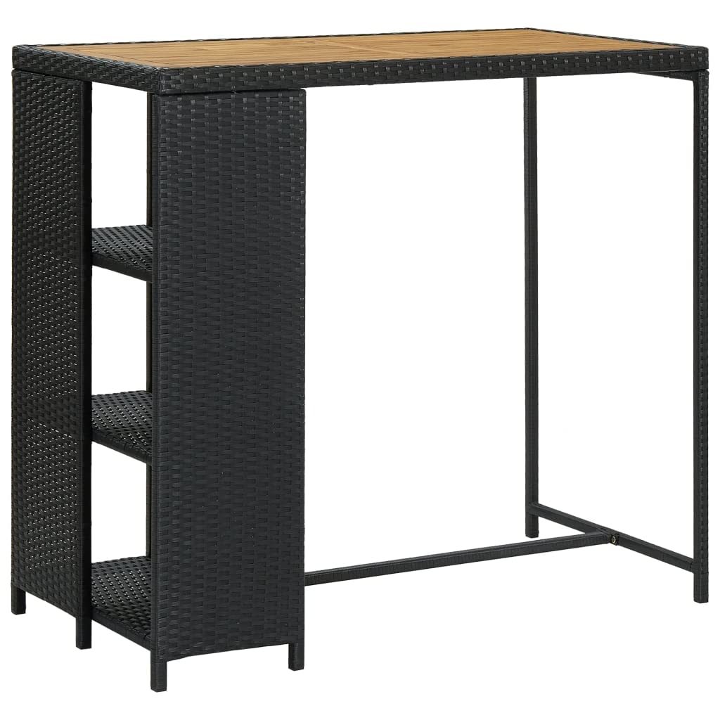 AJSEOYBS Bar Table,Bar Height Pub Table, Rectangle High Top Kitchen & Dining Tables,Indoor use,Bar Table with Storage Rack Black 47.2"x23.6"x43.3" Poly Rattan