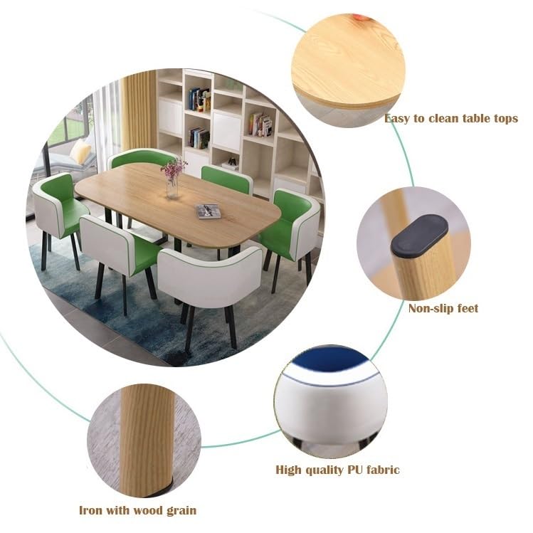 MAxba Dining Table and 6 Chairs Rectangle Office Conference Reception Meeting Table and Chairs Space Saving Negotiation Table (Color : Purple)