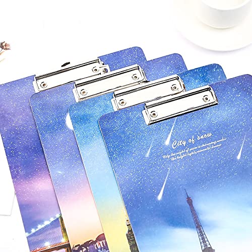 Office Supply Clipboard Cute Wood A4 A5 Clipboard Sky Writing Pads Exam Clip Board Office School Supply Thing Item Folder Paper Desk Durable Low Profile Clip (Color : Tower 1pcs)