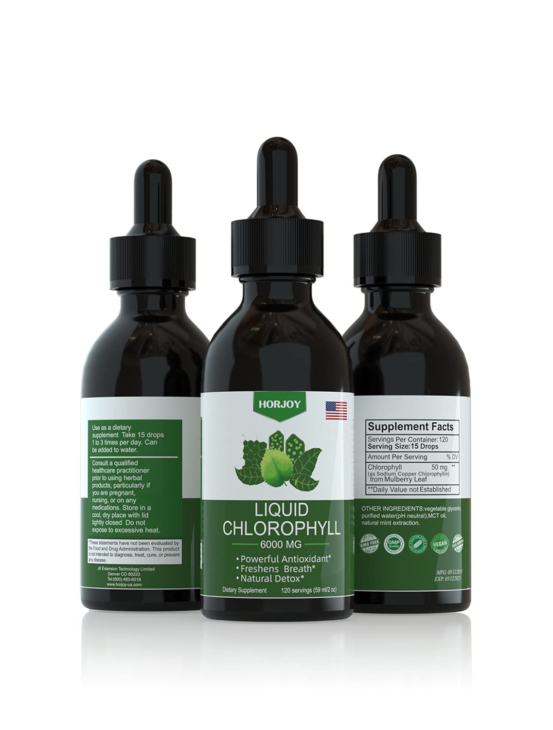 Chlorophyll Liquid Drops - 100% Natural Energy Booster and Immune Support - Internal Deodorant and Detox - Altitude Sickness Relief - Fast Absorption, Vegan & Non-GMO - 120 Servings (Pack of 1)