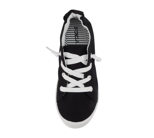 Soda Flat Women Shoes Linen Canvas Slip On Sneakers Lace Up Style Loafers Zig-S (7.5) Black/White