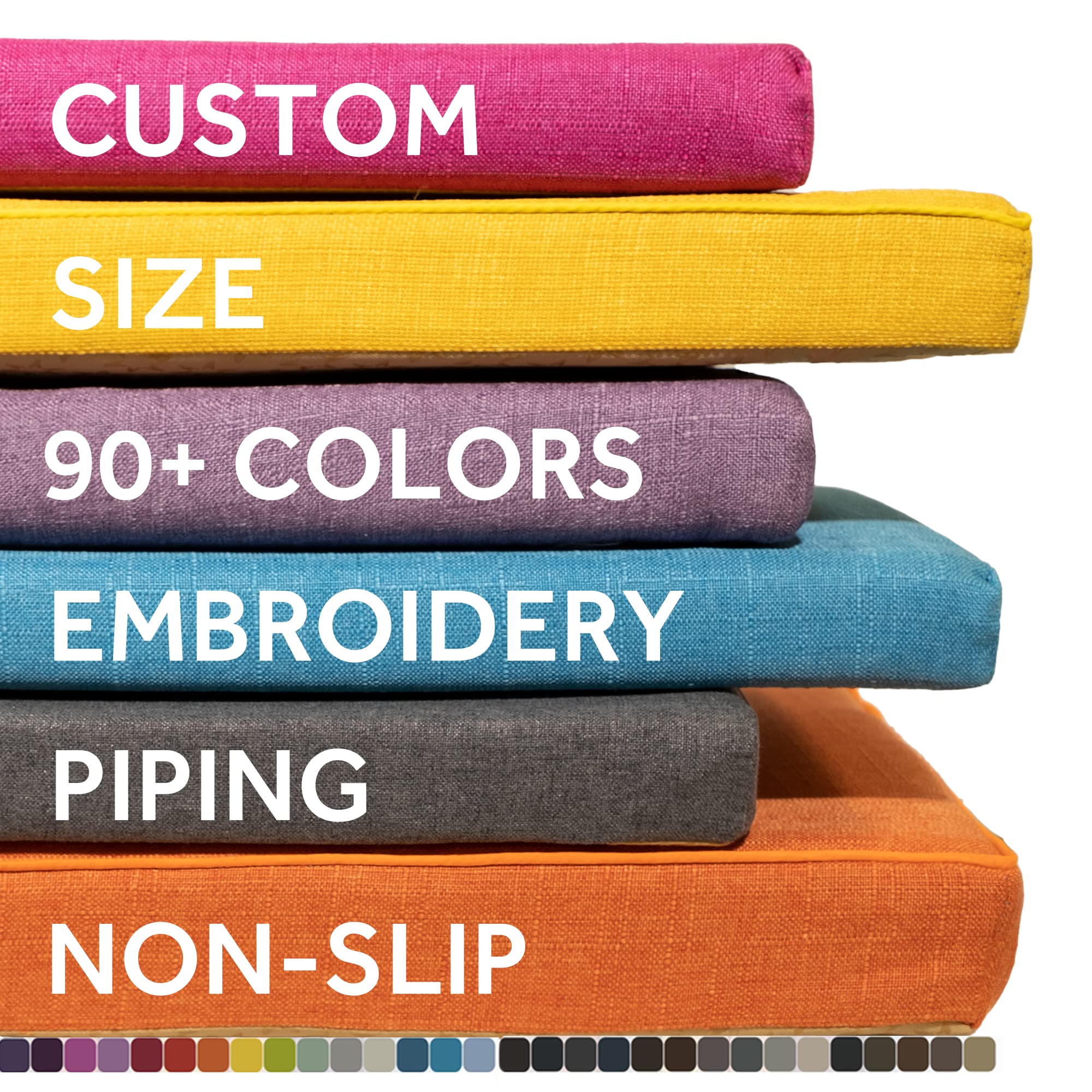 SINUOLIN Custom Size Bench Cushion Pads for Indoor Outdoor Furniture Window Seat Chair Sofa Couch Swing 70D High-Resilience Upholstery Foam with Optional Fabric Colors Embroidery