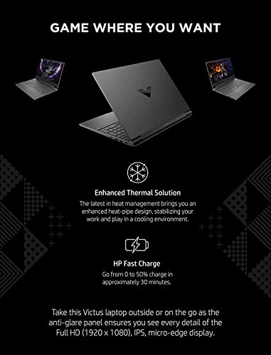 HP Victus 15.6" FHD IPS Premium Gaming Laptop | 12thGen Intel Core i5-12500H | 16GB RAM | 512GB SSD | NVIDIA GeForce RTX 3050 | Backlit Keyboard | Windows 11 | with HDMI Cable Bundle