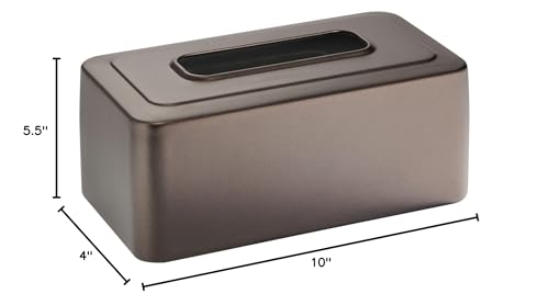 iDesign Olivia Tissue Box Cover Rectangle Boutique Box for Bathroom, Bedroom, Living Room, Bronze
