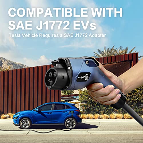 MUSTART Level 2 Portable EV Charger (240 Volt, 25ft Cable, 25 Amp), Electric Vehicle Charger Plug-in EV Charging Station with NEMA 10-30P