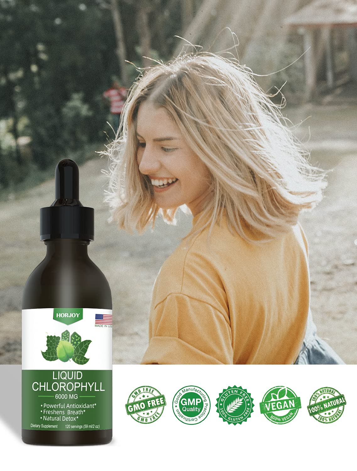 Chlorophyll Liquid Drops - 100% Natural Energy Booster and Immune Support - Internal Deodorant and Detox - Altitude Sickness Relief - Fast Absorption, Vegan & Non-GMO - 120 Servings (Pack of 1)