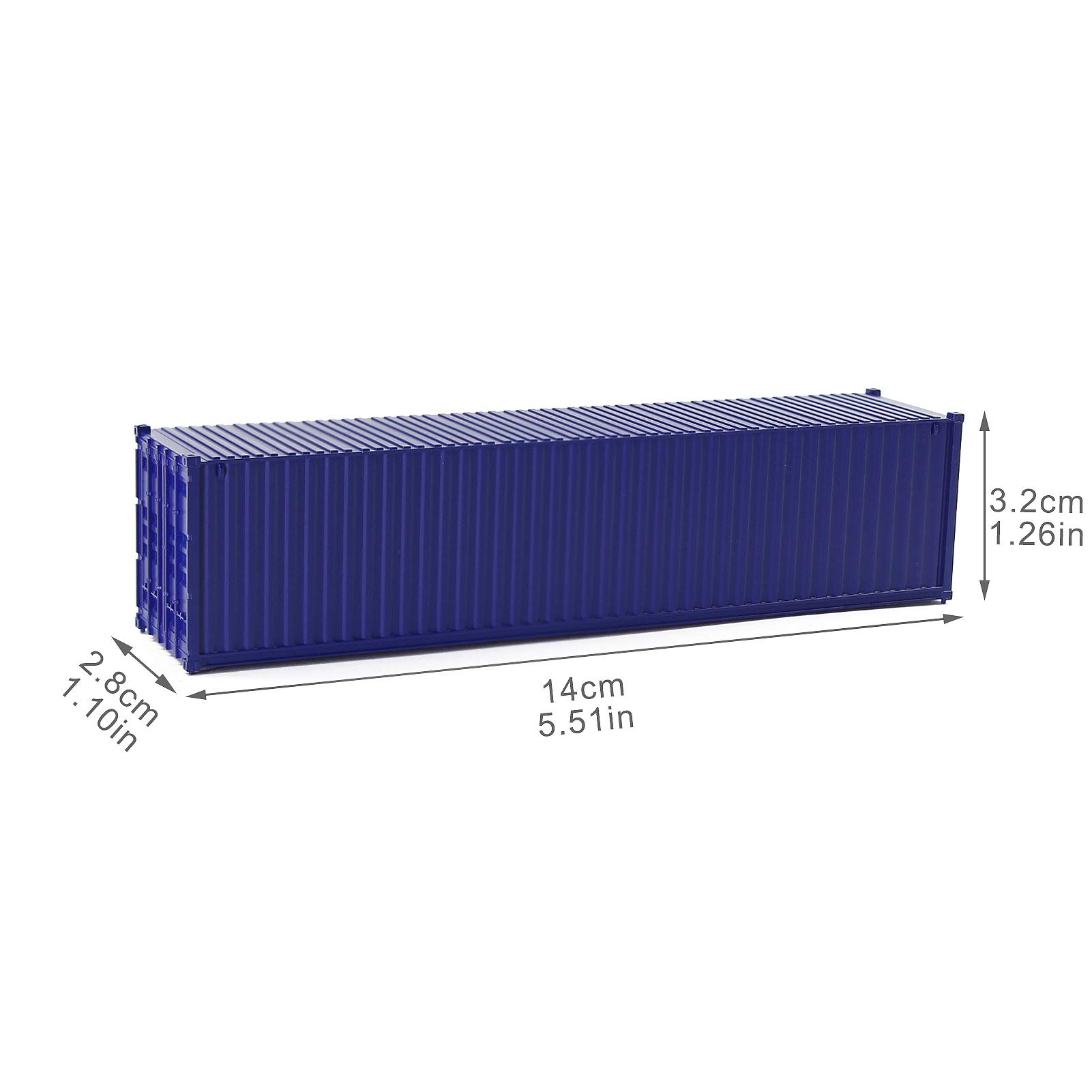 3pcs HO Scale Undecorated 40' (ft) Shipping Containers 1:87 Deep Bule Ribbed Side Container C8740DB