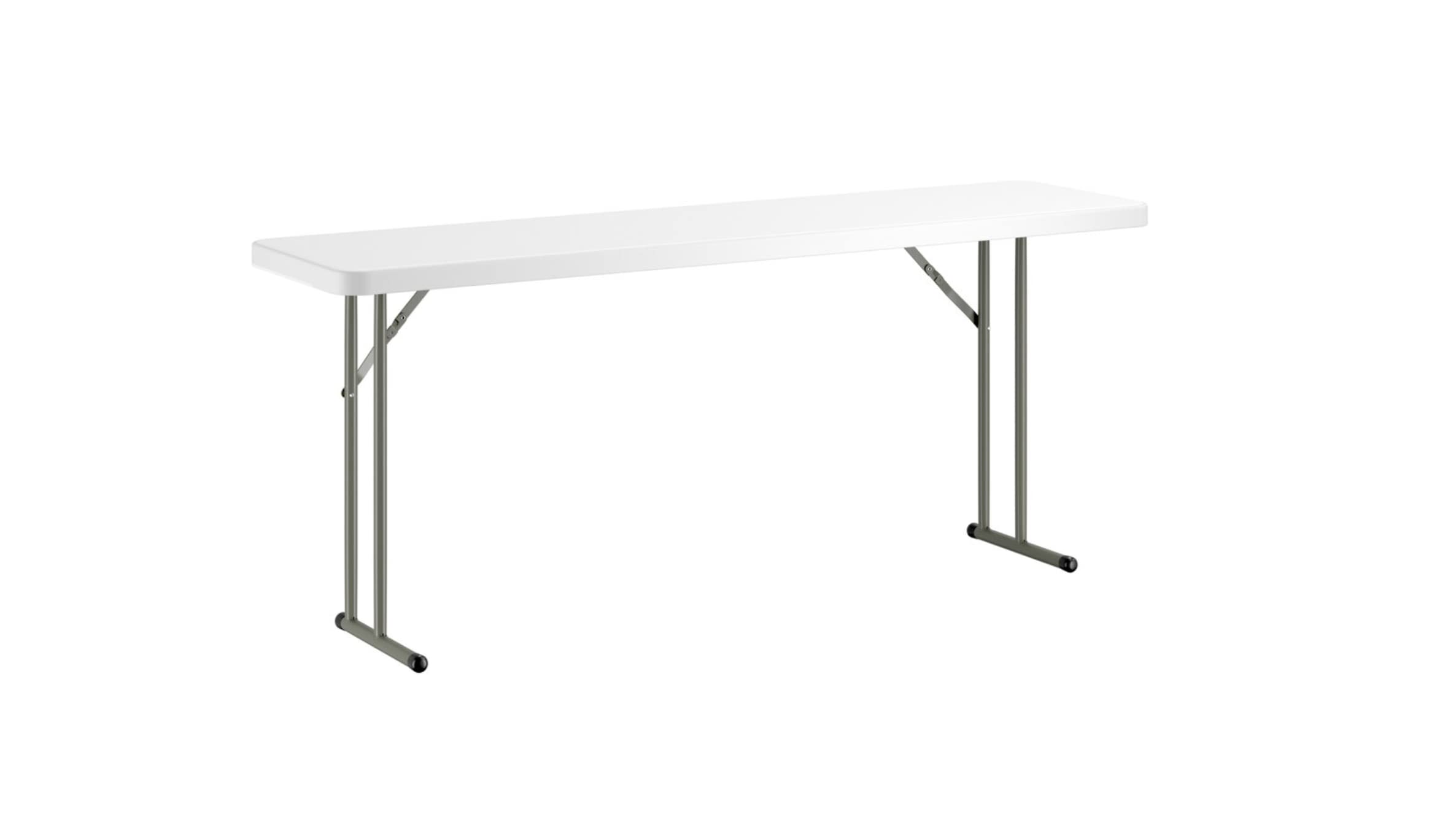 PRO&Family White Rectangle Adjustable Desk Seminar Folding Table Conference Conference Table Plastic Table Banquet Tables Skinny Folding Table (1, 18" x 72")
