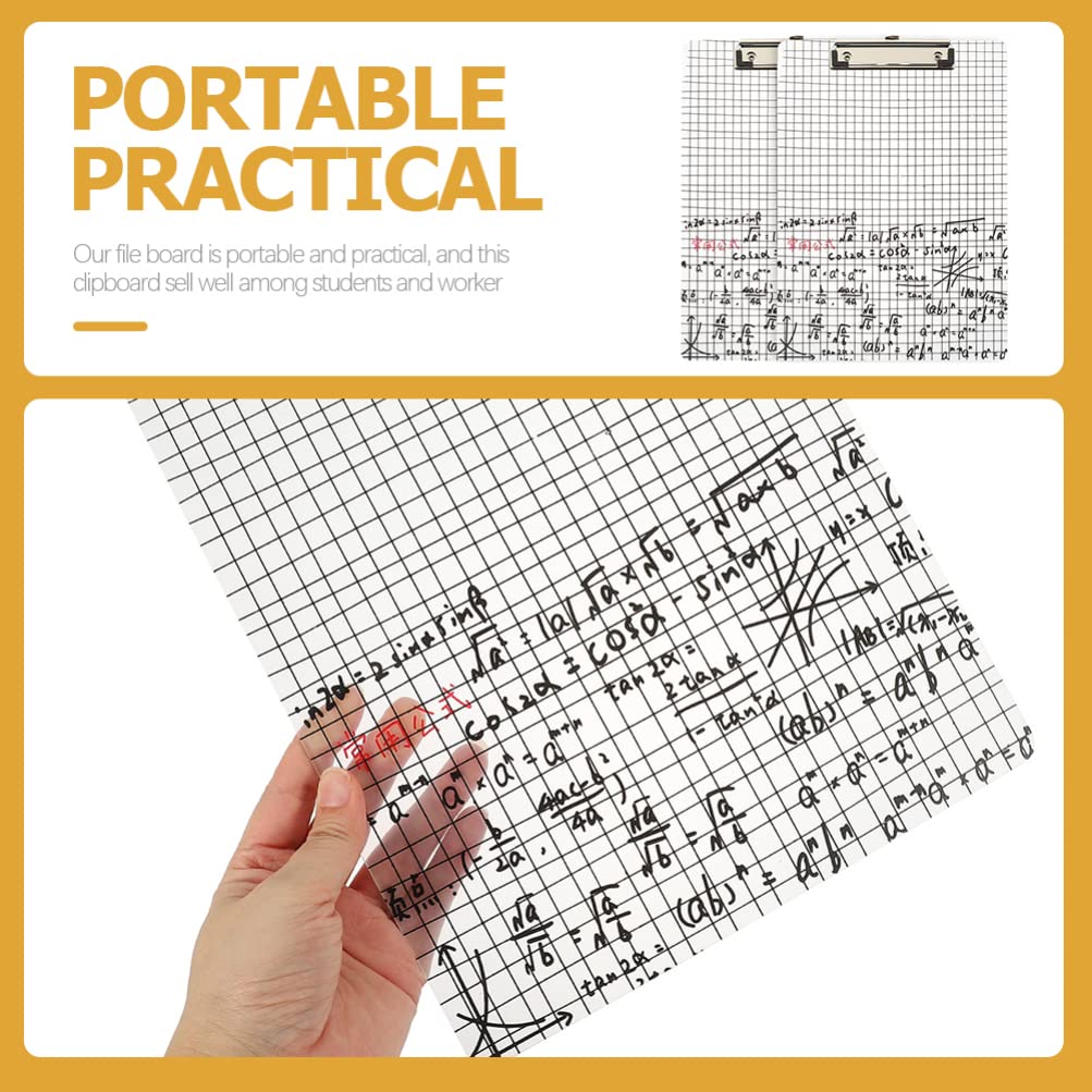 VOSAREA 2pcs Transparent Board Clip Document clipboard Office Supplies folders clipboard Standard Clip Sketch clipboard Clip hardboard Pocket Folder exam Paper Clips Acrylic Thin a4