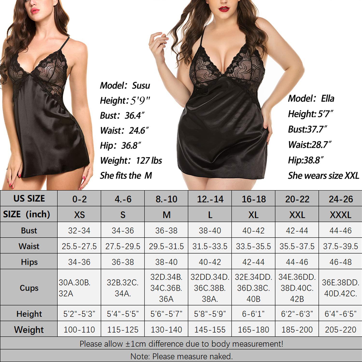 Avidlove Women Lingerie V Neck Nightwear Satin Sleepwear Lace Chemise Mini Teddy Black, Medium