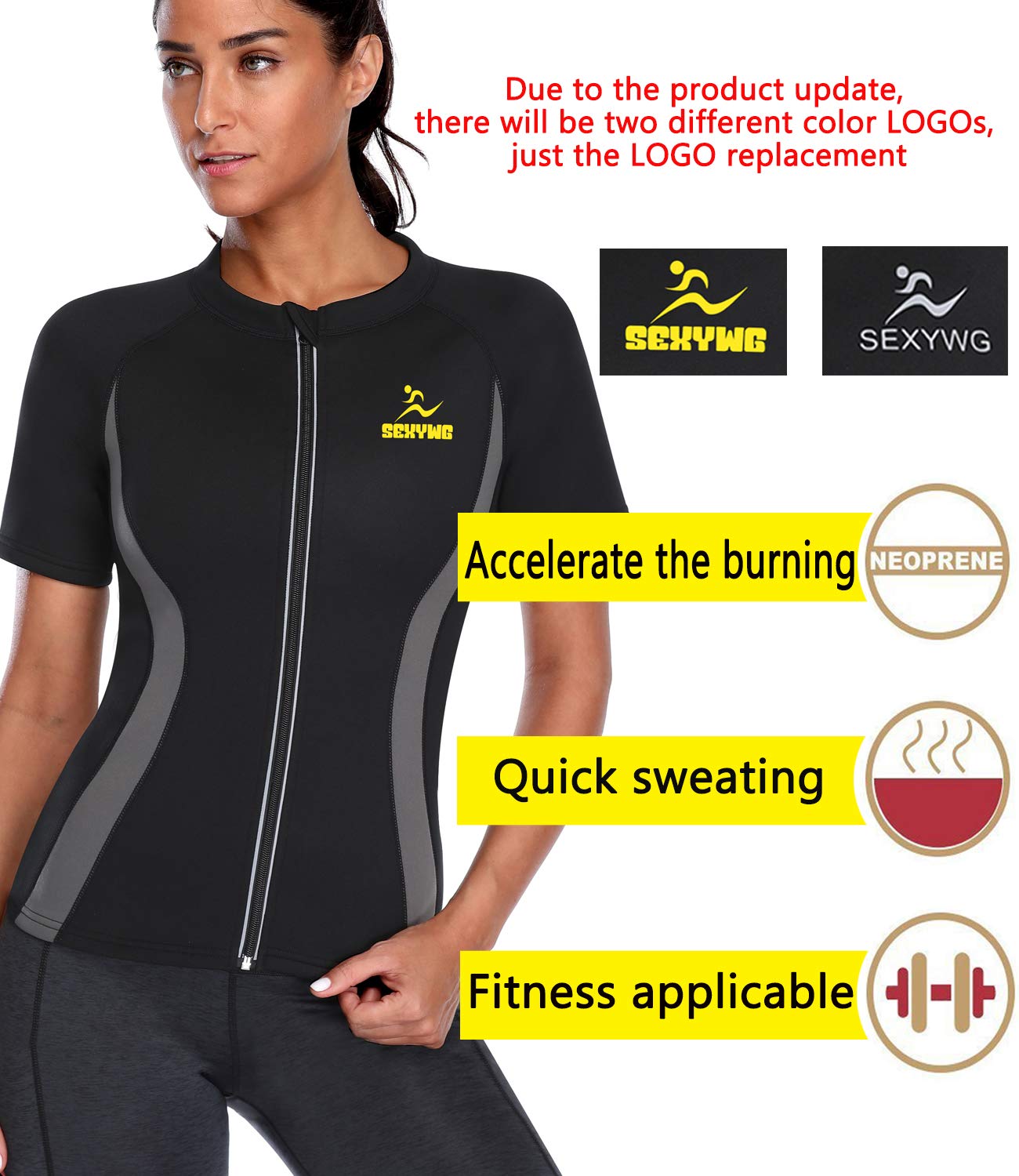 SEXYWG Women Hot Sweat Weight Loss Sauna Shirt Neoprene Top Workout Body Shaper Slimming Training Suit