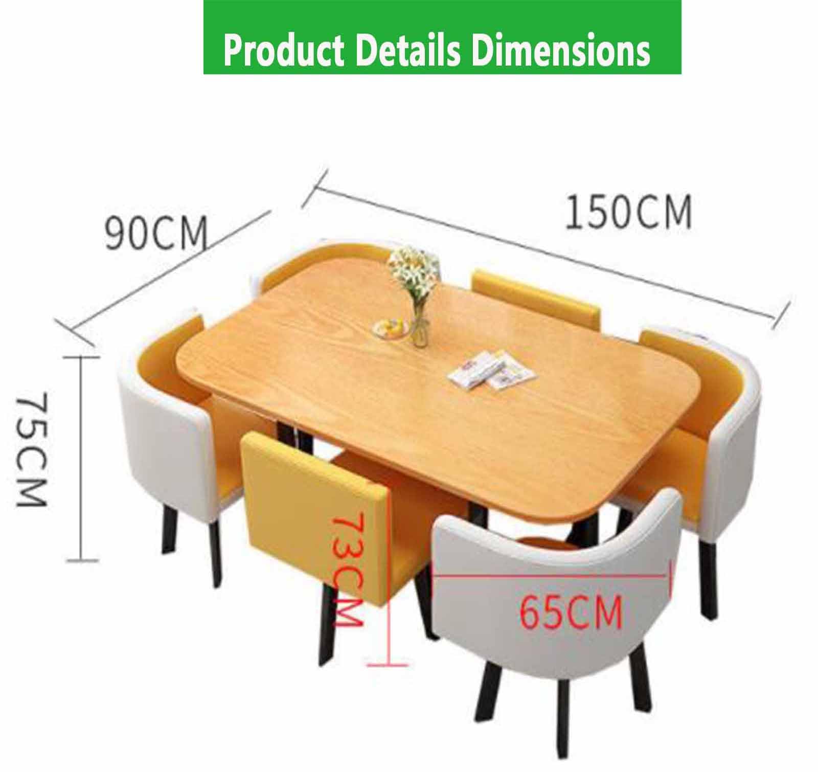 Topjia Rectangle/Oval Dining Table Set for 6 Chairs,Modern Dining Table & Coffee Table and 1Table and 6 Chairs Chair Set,for Kitchen Lounge Living Room,7-Piece Meeting Room Table, Black and White