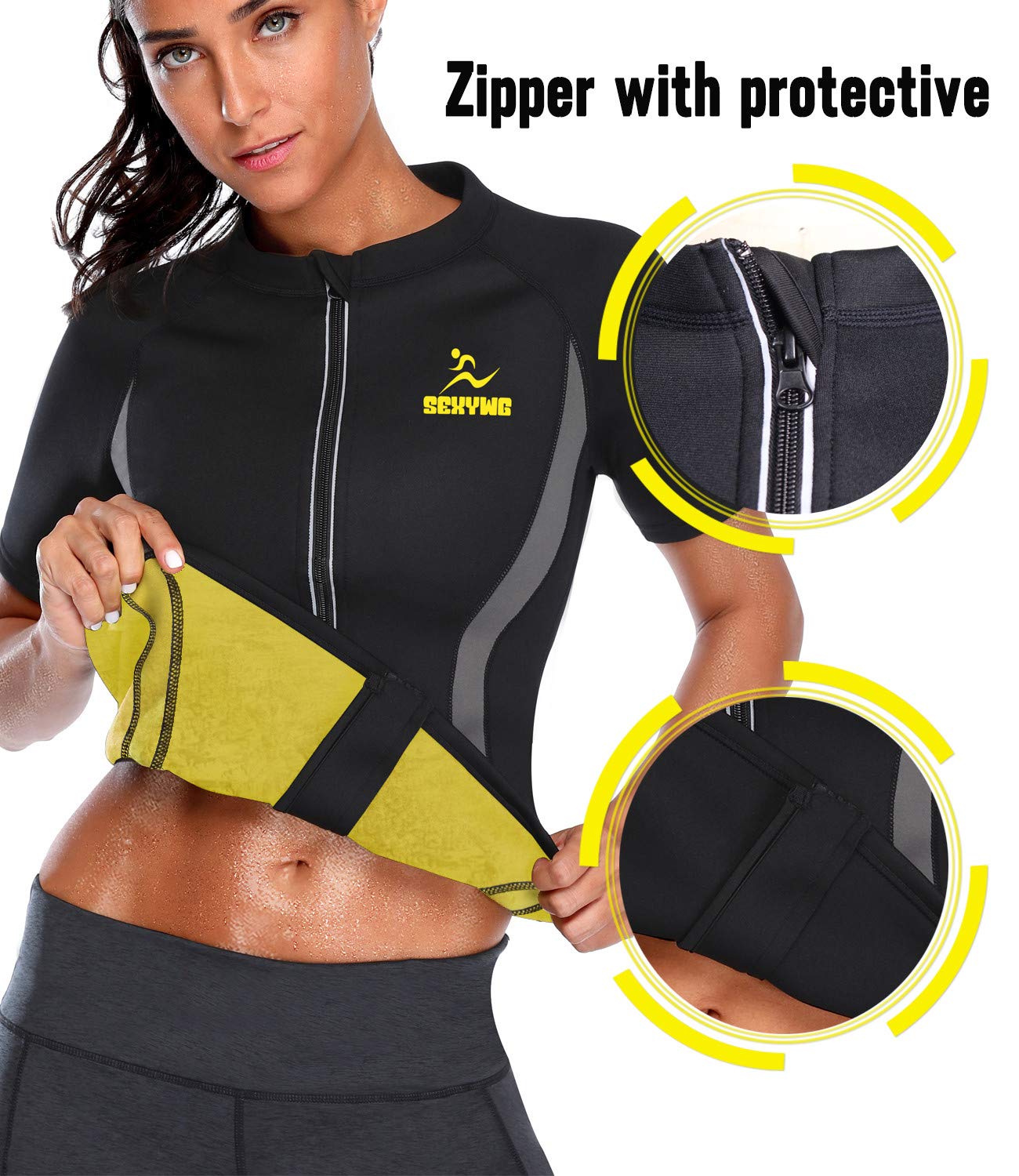 SEXYWG Women Hot Sweat Weight Loss Sauna Shirt Neoprene Top Workout Body Shaper Slimming Training Suit