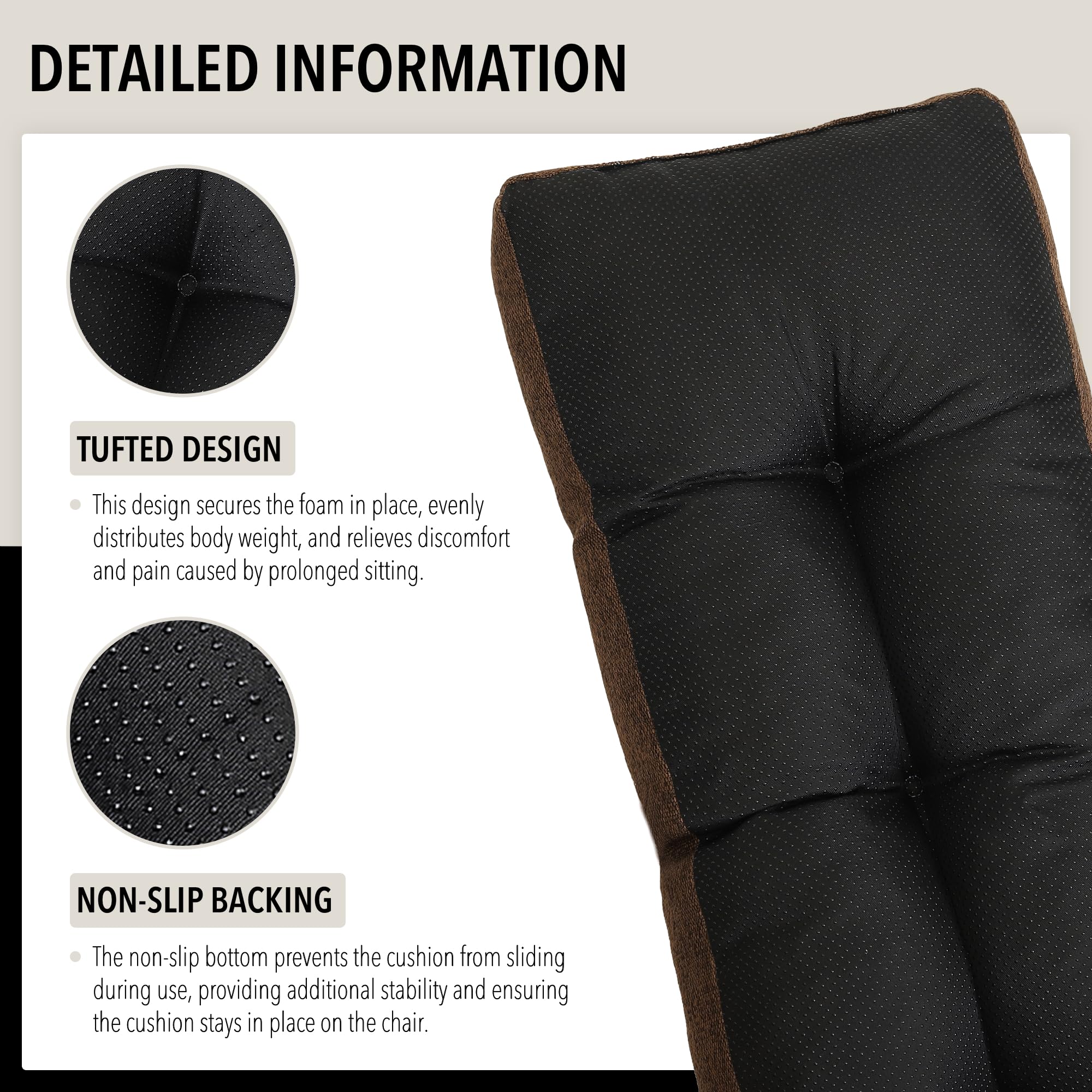 Tromlycs Bench Cushion for Indoor Furniture Window Seat Cushion Pillow Pad Dining Kitchen Tufted Entryway Non Slip 36 inch, Brown