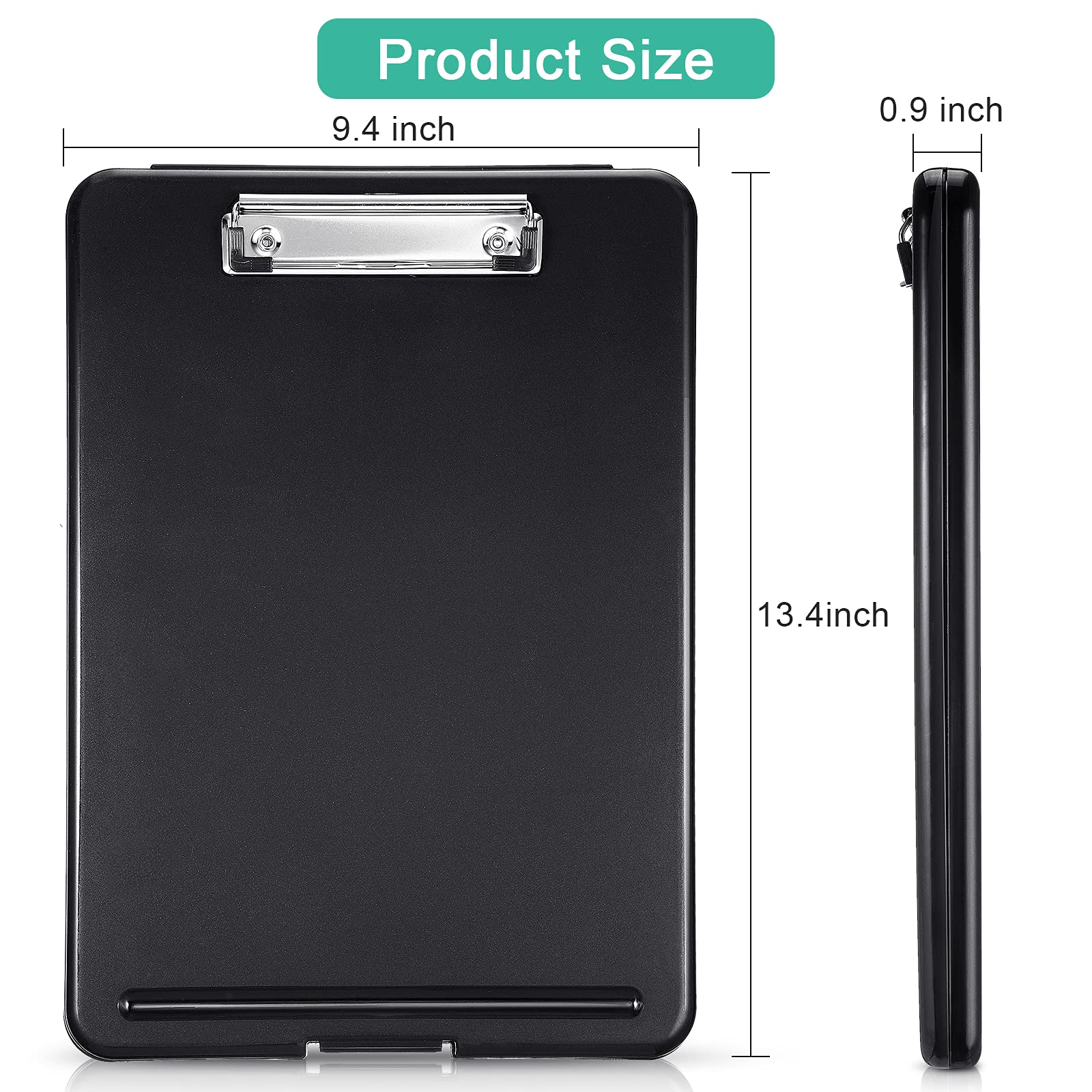 4 Pieces Clipboard with Storage Plastic Storage Clipboard Nursing Clipboard Foldable Clip Board with Low Profile Clip for Student Teacher Nurse Employee, Letter Size 9.5 x 13.5 Inch